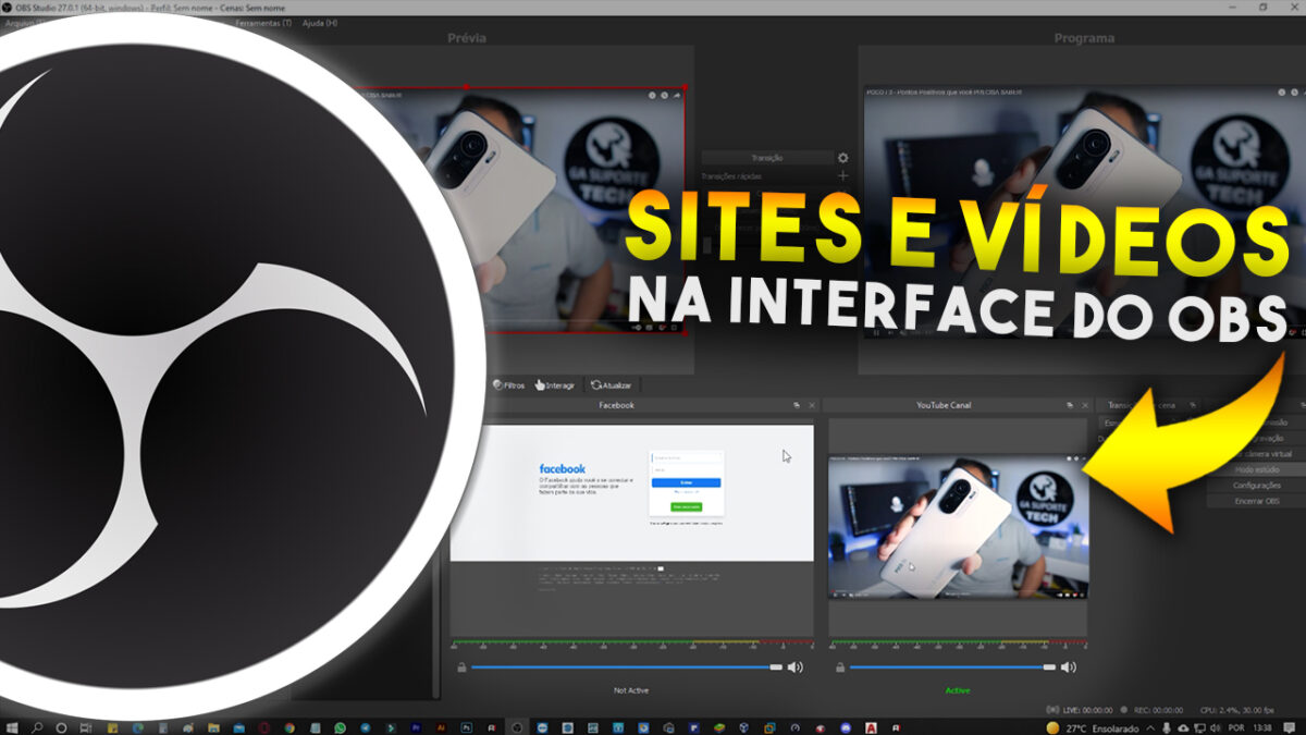 Como ADICIONAR SITES E VÍDEOS NA INTERFACE DO OBS STUDIO - GA Suporte Tech
